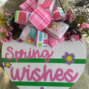 Spring Door Hanger, Spring Wishes Door Hanger, Front Door Hanger ...