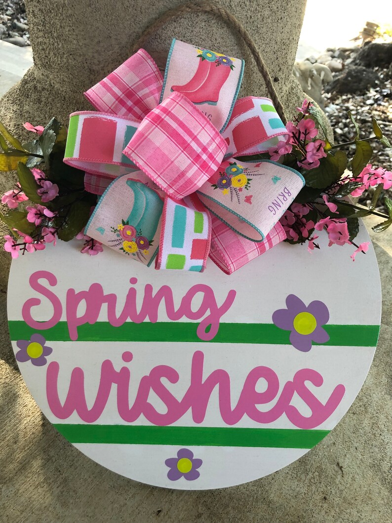 Spring Door Hanger Spring Wishes Door Hanger Front Door - Etsy