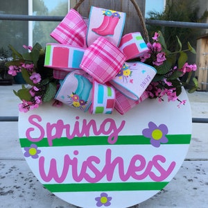 Spring Door Hanger, Spring Wishes Door Hanger, Front Door Hanger ...