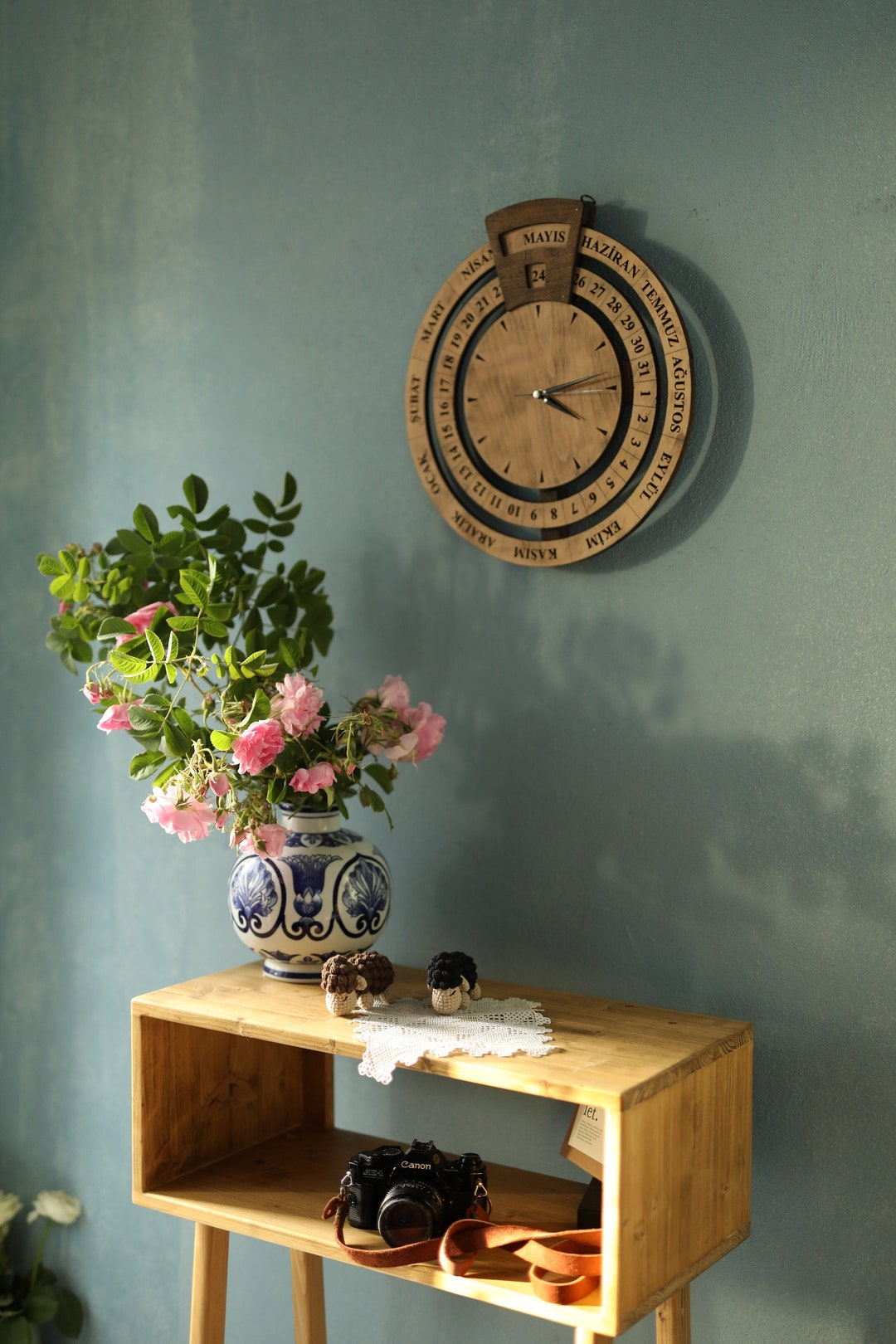Mother's Day Gift Wall Clock - Rustic Wooden Calendar Timepiece ...