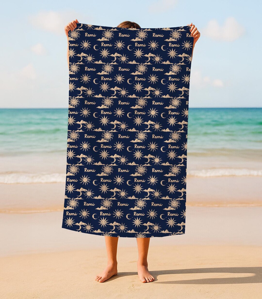 Celestial – Personalised Name Beach Towel – Custom Pool, Beach or ...
