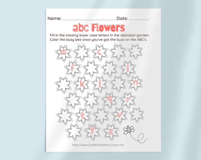 ABC Flowers | Alphabet Order Printable Worksheet - Etsy