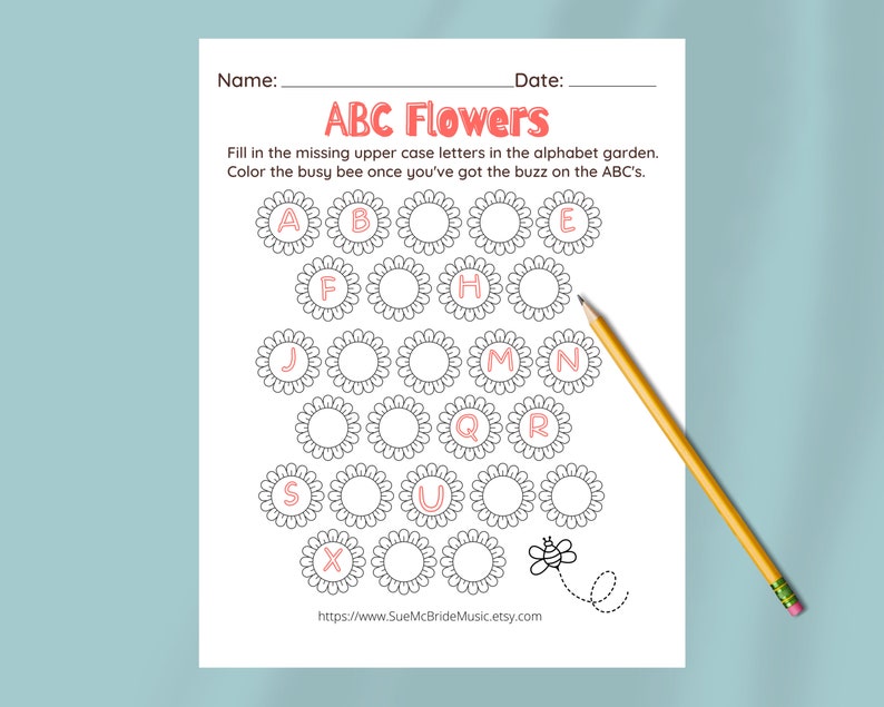 ABC Flowers | Alphabet Order Printable Worksheet - Etsy