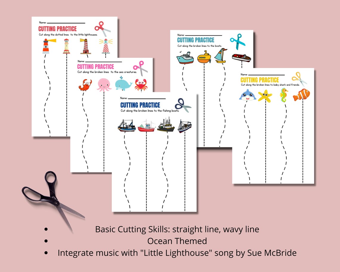 Ocean Theme Cutting Practice | Scissor Skills Printable - Etsy