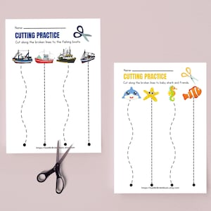 Ocean Theme Cutting Practice | Scissor Skills Printable - Etsy