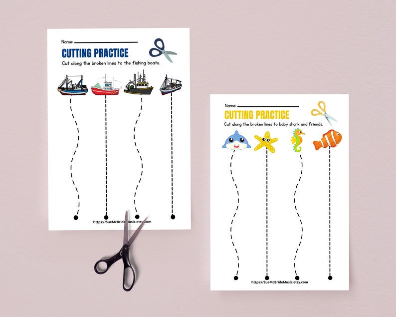 Ocean Theme Cutting Practice | Scissor Skills Printable - Etsy