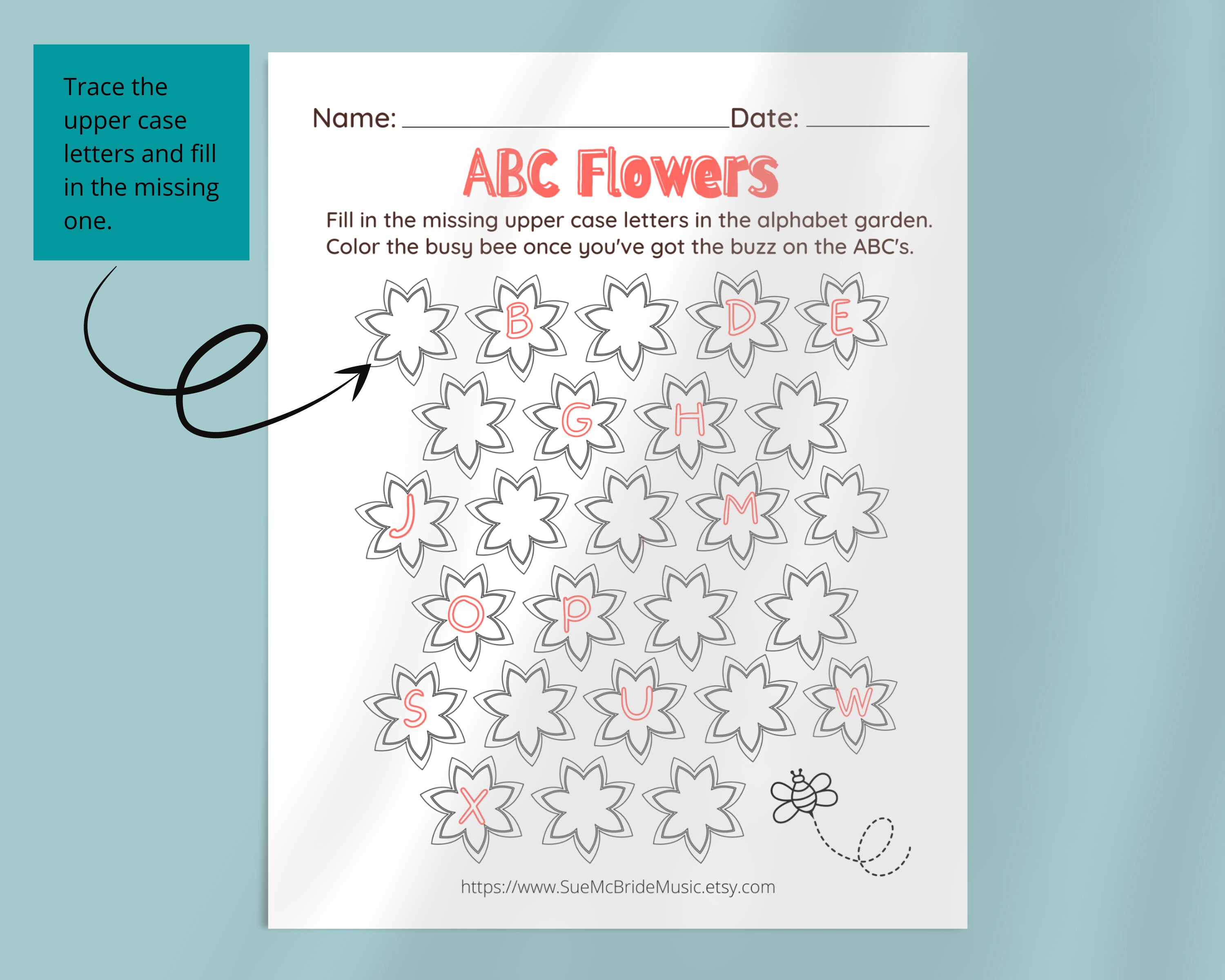 ABC Flowers Alphabet Order Printable Worksheet - Etsy
