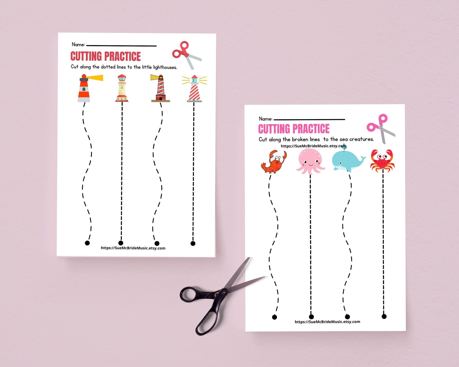 Ocean Theme Cutting Practice | Scissor Skills Printable - Etsy