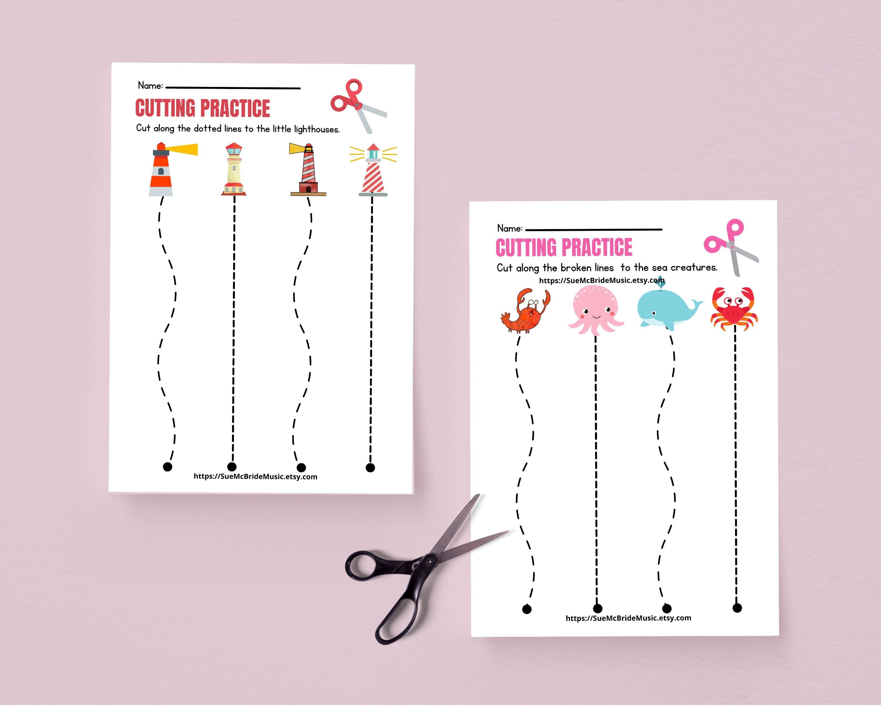 Ocean Theme Cutting Practice | Scissor Skills Printable - Etsy