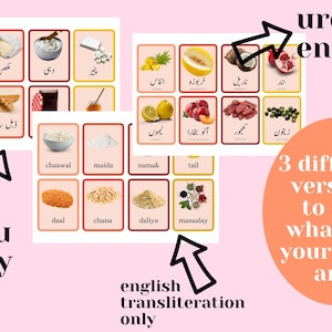 Urdu Food Vocabulary Flashcards | Montessori Inspired Educational ...