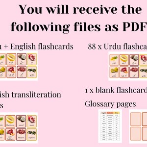 Urdu Food Vocabulary Flashcards | Montessori Inspired Educational ...