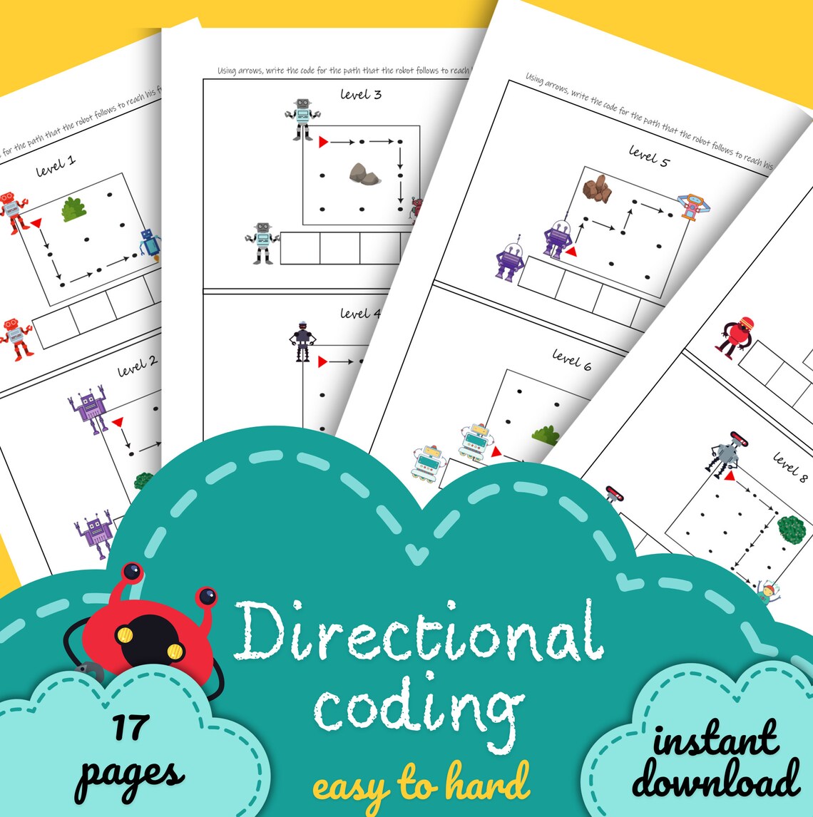 Directional Coding, Introducing Coding, Coding for Kids, Copying Arrows, Coding Worksheets, Kids ...
