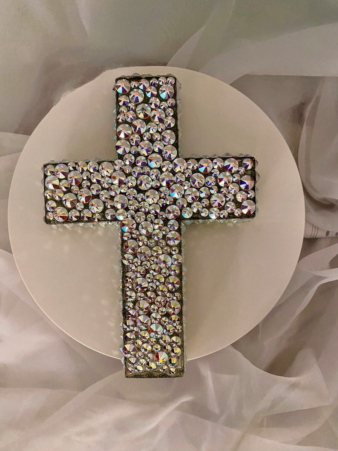 Luxury Custom Handmade Cross With 700 Swarovski Iridescent Crystals AB ...
