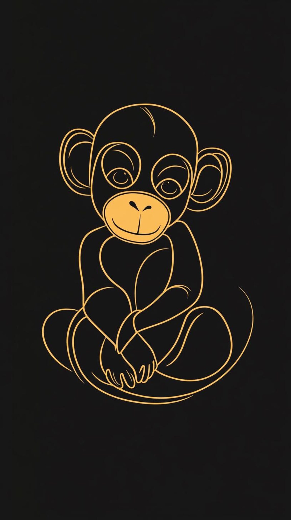 Minimalist Abstract Monkey Art With Golden Neon Accents—modern ...