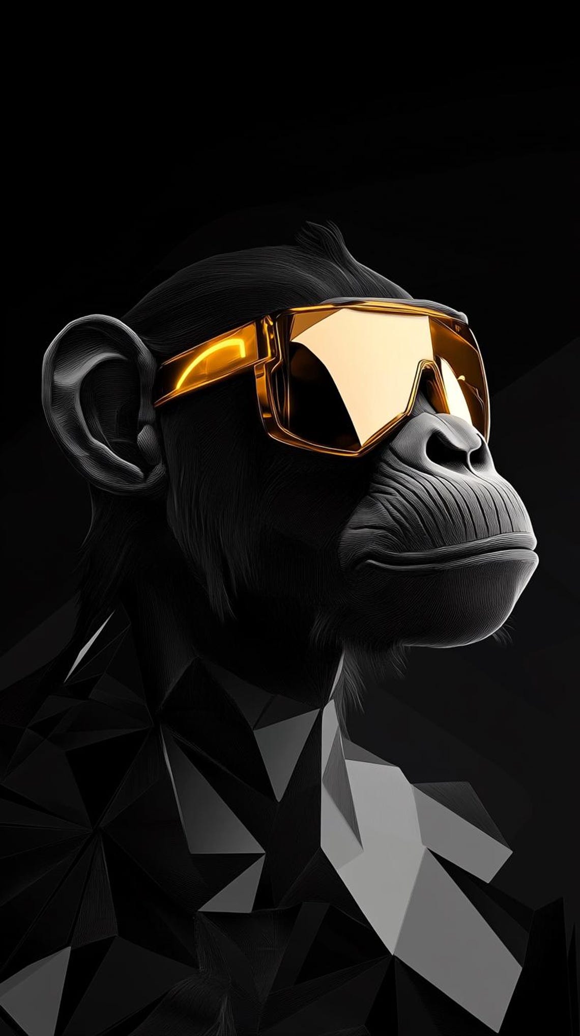 Minimalist Abstract Monkey Art With Golden Neon Accents—modern ...