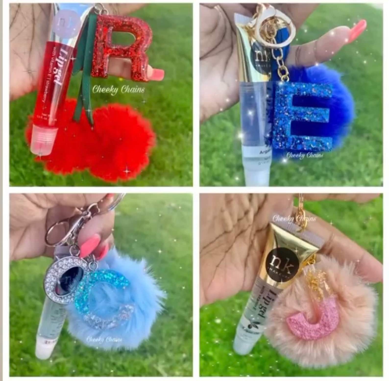 Lip Gloss Initial Keychain Lip Gloss Bundlescustom Resin Etsy