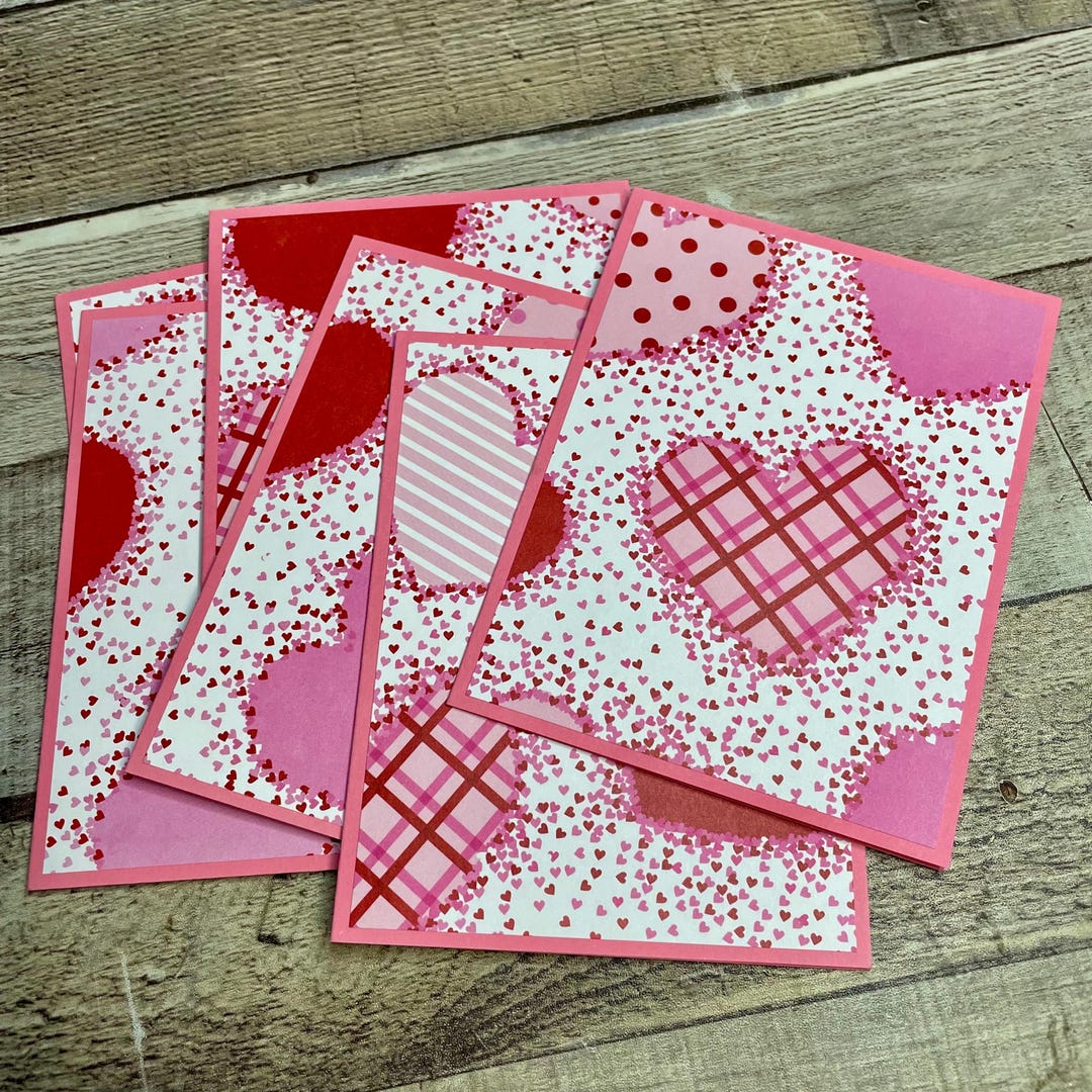 Hot Pink Hearts Valentine's Day Blank Note Cards Boxed Stationery Bulk ...