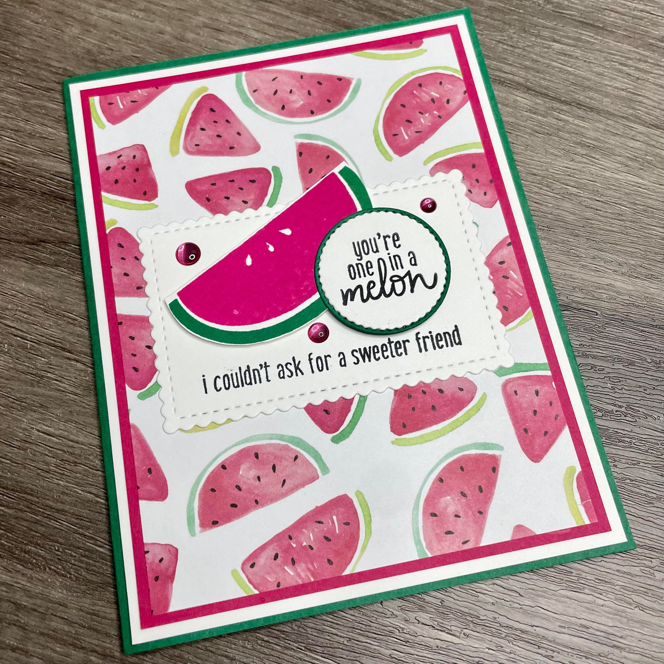 Watermelon Friendship Card Thank You Card Handmade Greeting Card ...