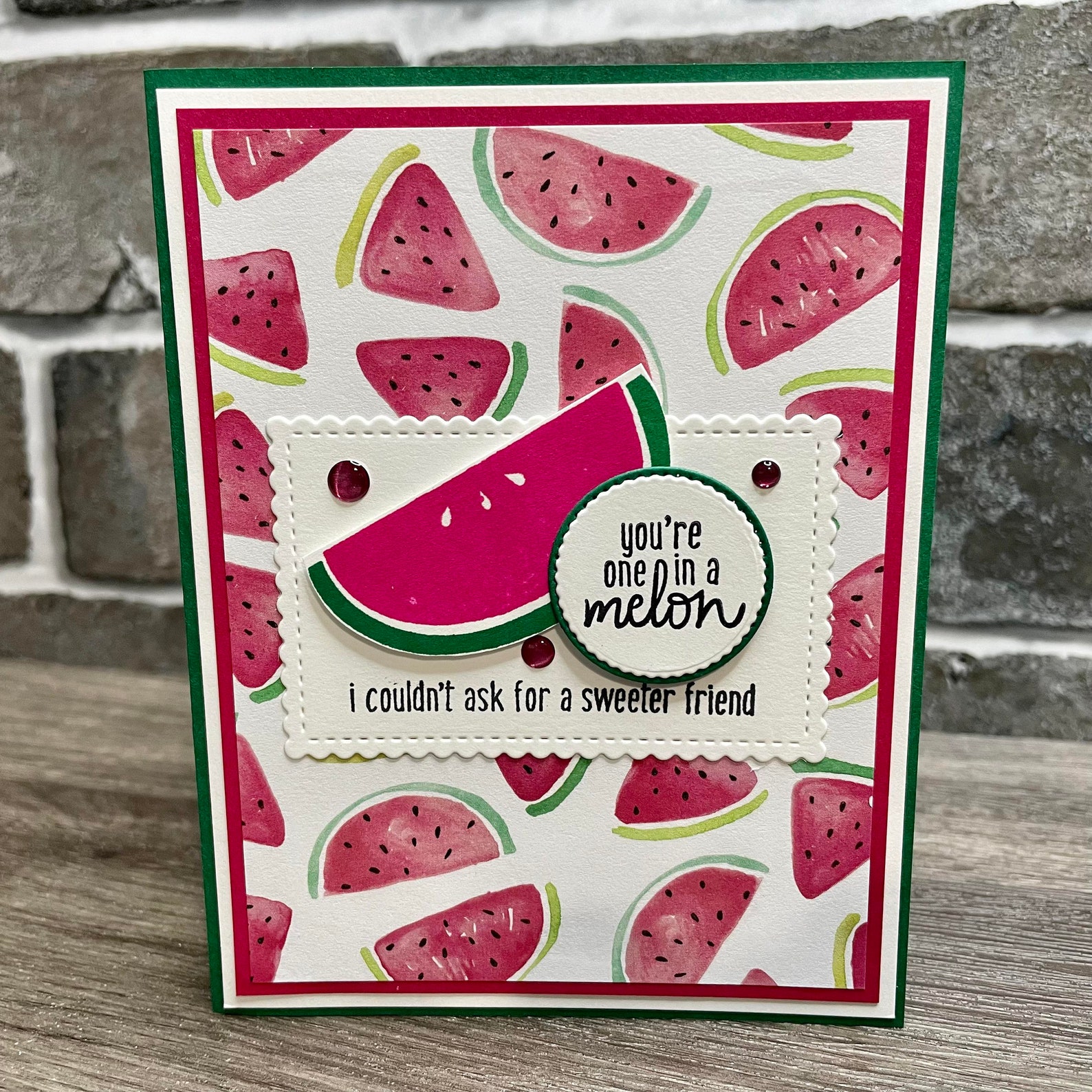 Watermelon Friendship Card Thank You Card Handmade Greeting Card ...