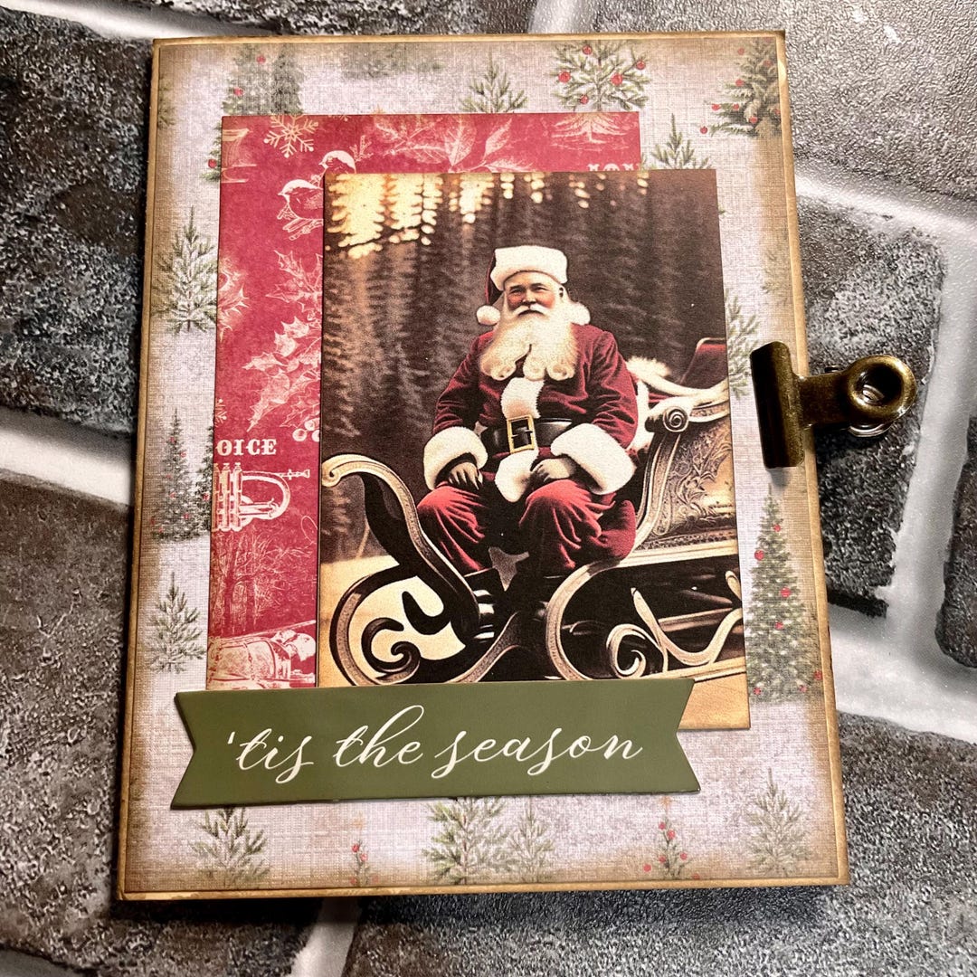 Santa Claus Vintage Style Christmas Small Ephemera Altered Folder for ...