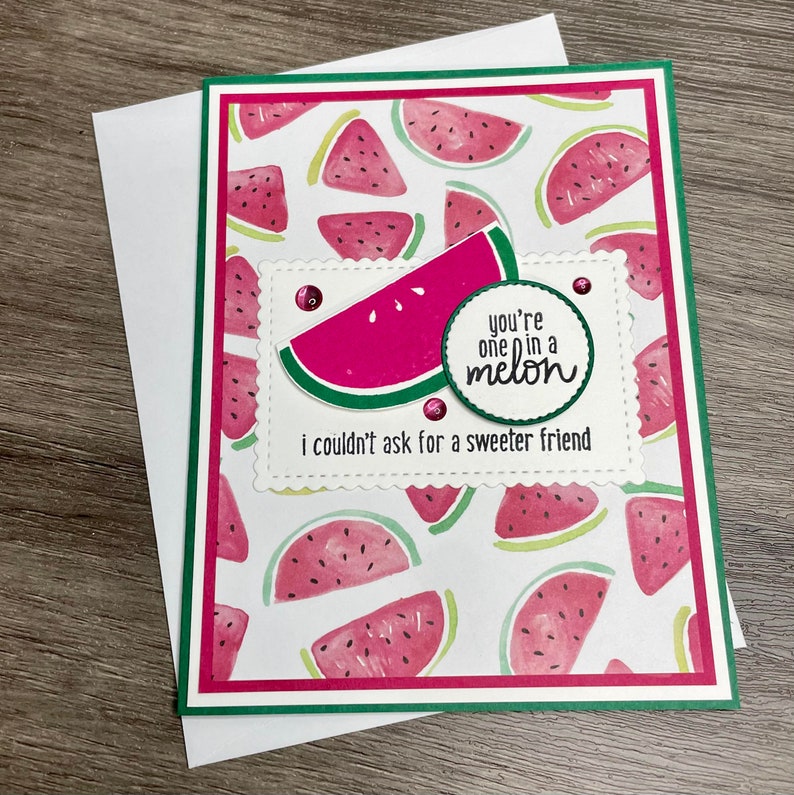 Watermelon Friendship Card Thank You Card Handmade Greeting Card ...