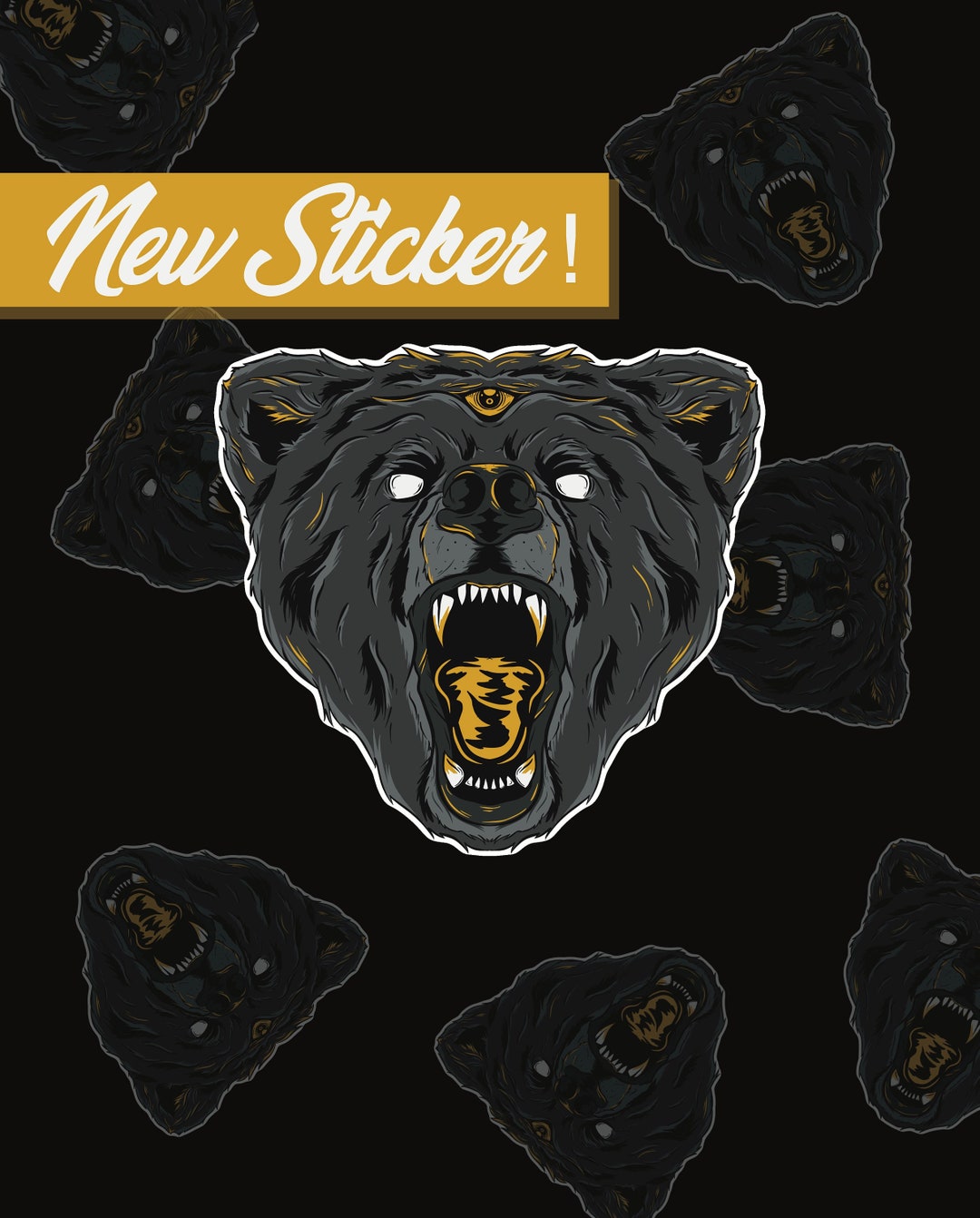 Three Eyed Bear Sticker Bear Sticker kamberland - Etsy