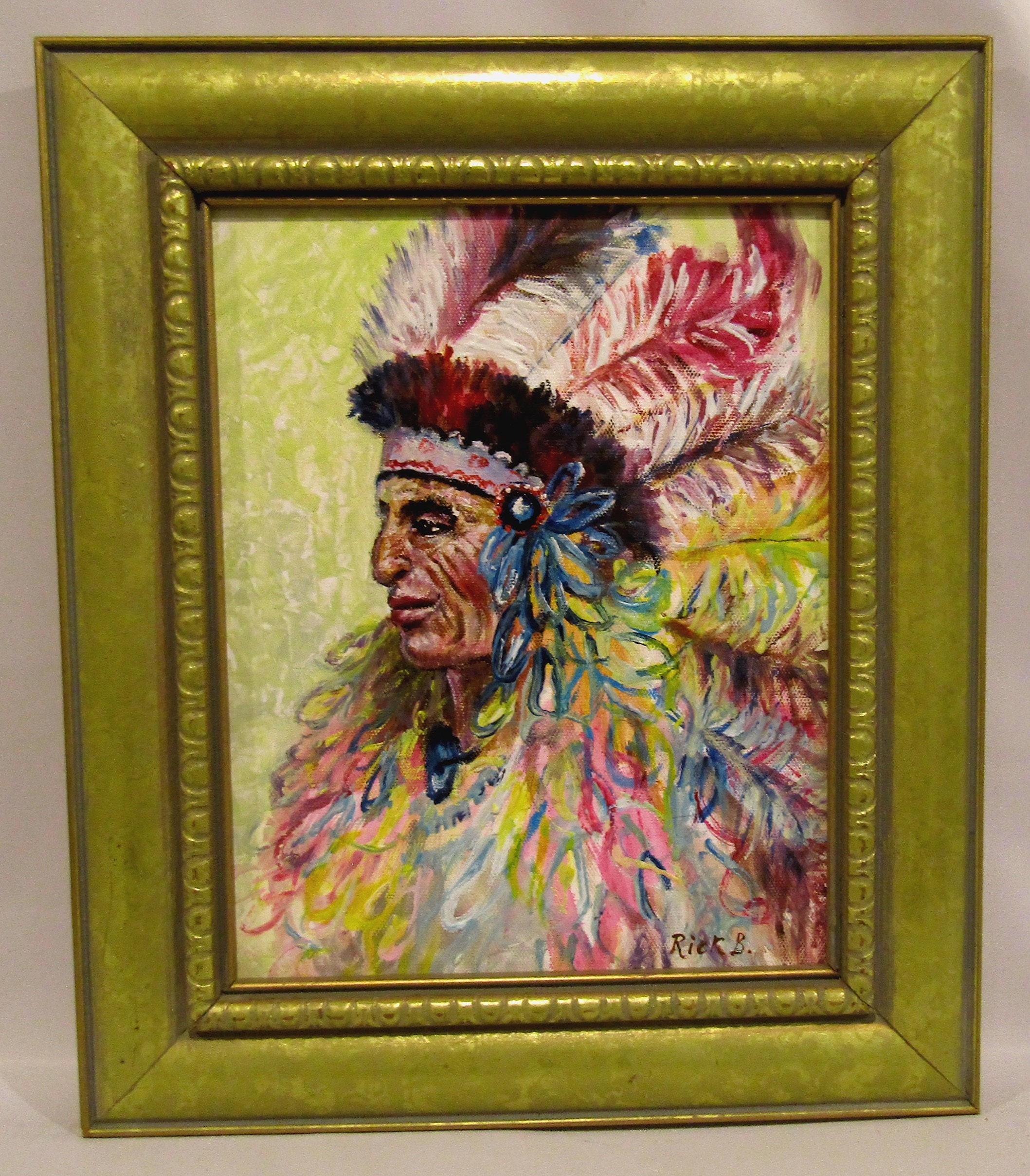 Vintageoriginal Oil Painting NATIVE AMERICAN CHIEF Indian - Etsy