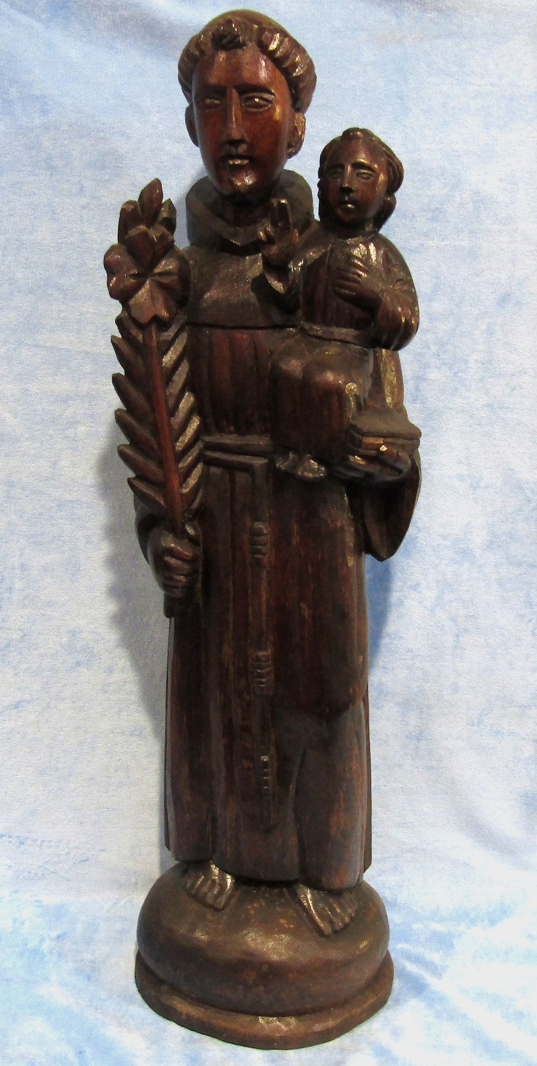 ATQ 19th C. LARGE Hand Carved Wood Statue of St. Anthony With Baby ...