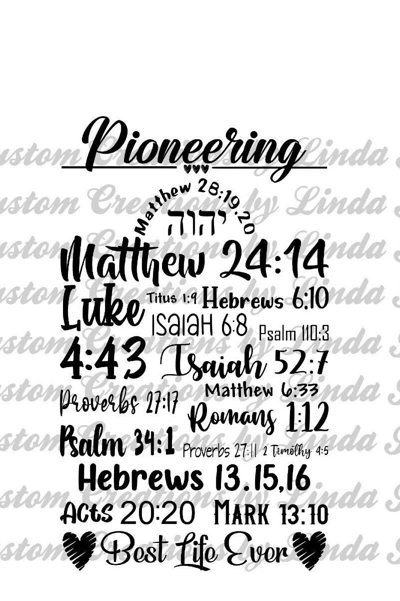 JW Pioneering/pioneer Design/gift With Scriptures Includes 3 Files ...