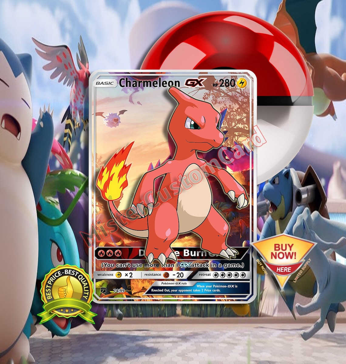 Card / Carte / Custom Pokemon Full Art GX Charmeleon - Etsy UK