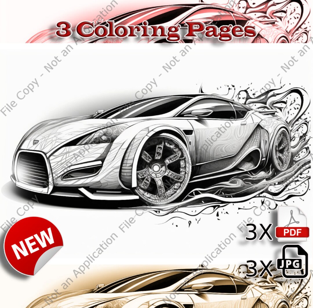 Instant Download Illustration Futuristic Cars Coloring Pages - Etsy