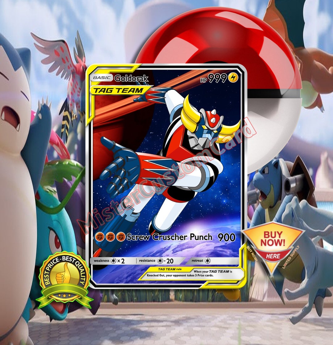 Card / Card / Custom Pokemon Tag Team Basic Goldorak - Etsy