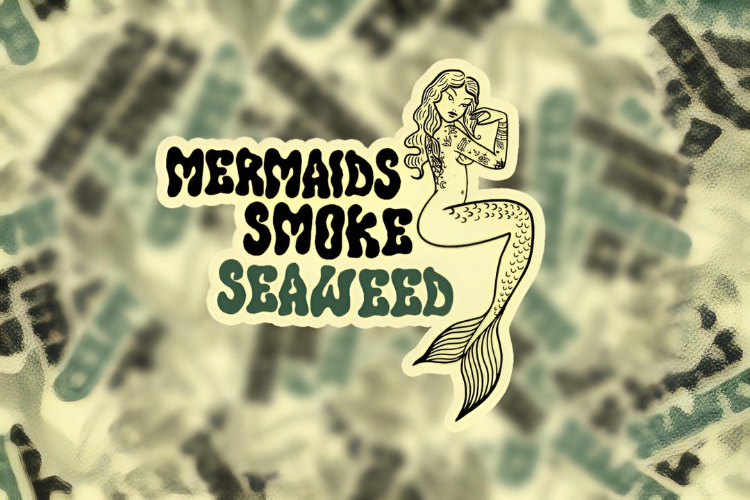 Mermaids Smoke Seaweed Vinyl Waterproof Sticker - Etsy