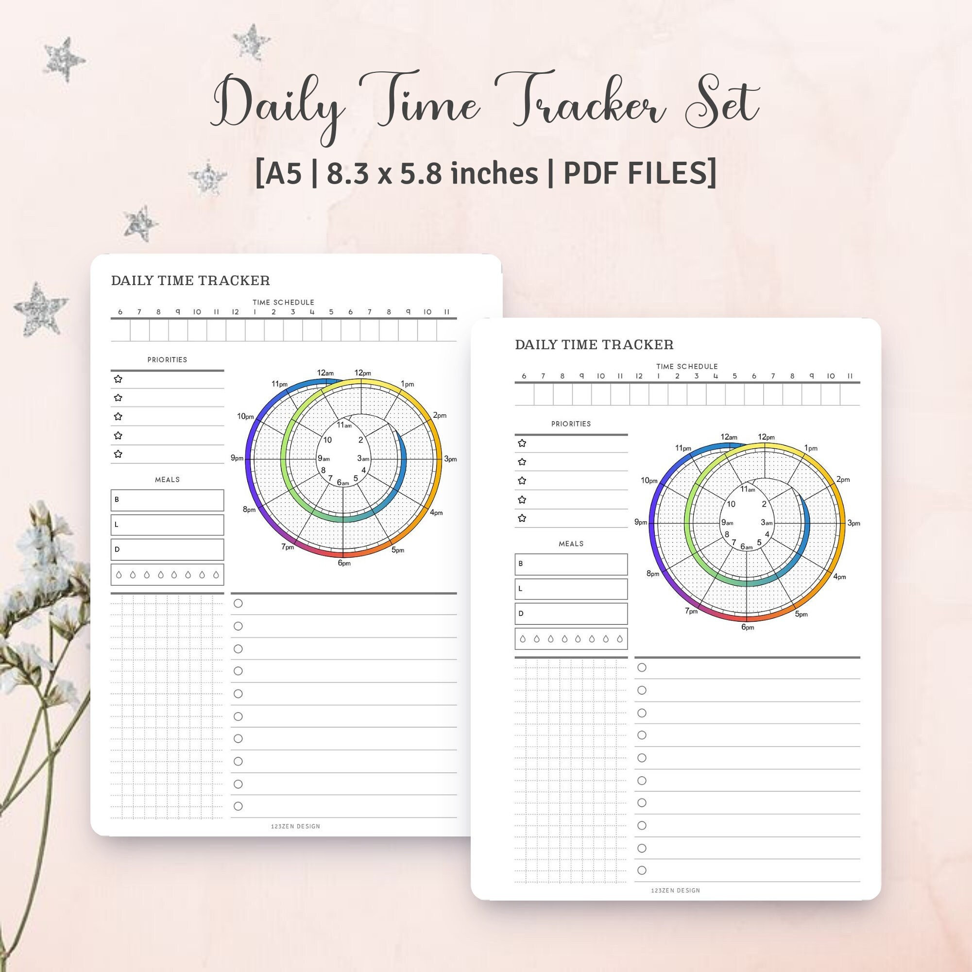 A5 SIZE Minimalist Daily Time Tracker Set of 4 - Etsy