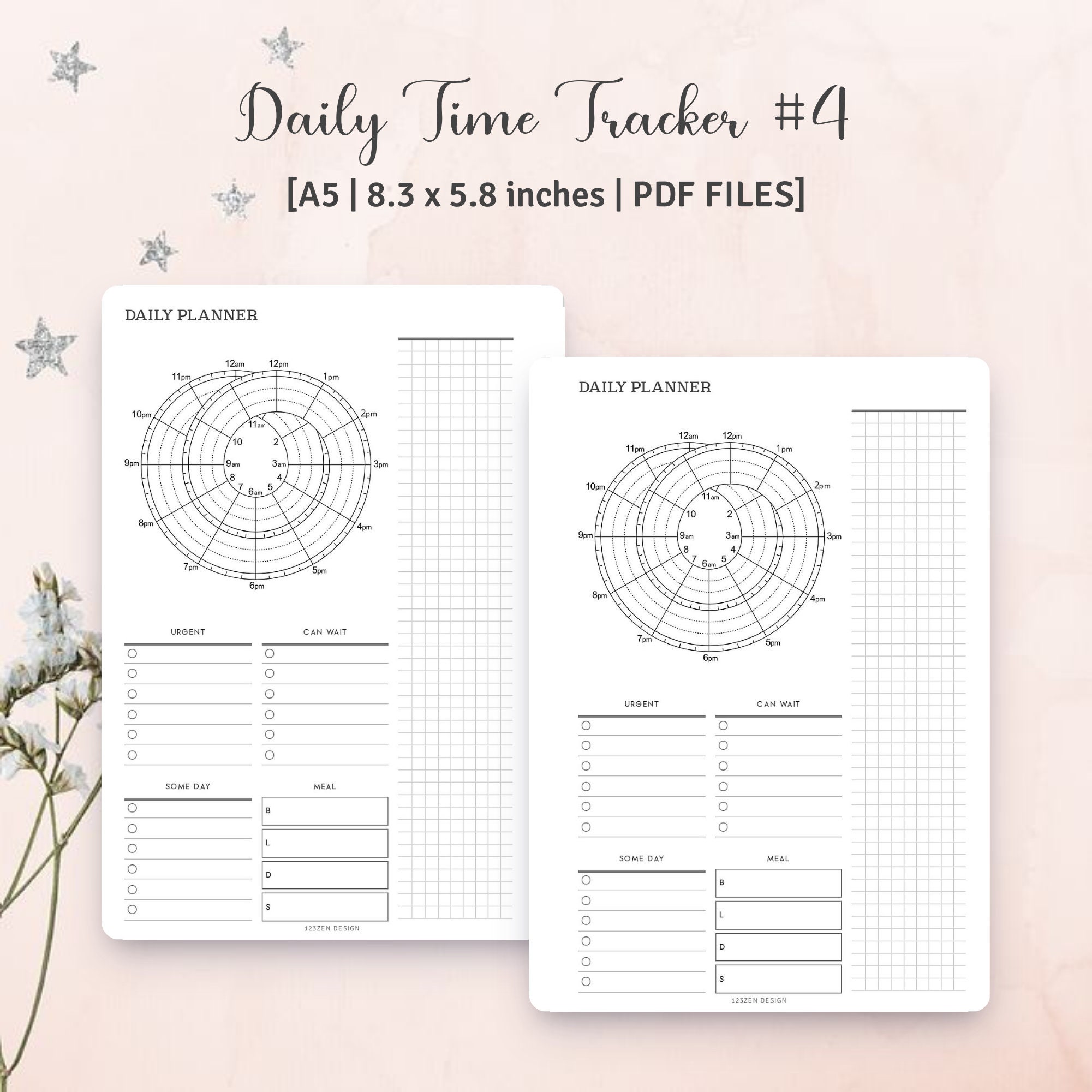 A5 SIZE Minimalist Daily Time Tracker Set of 4 - Etsy