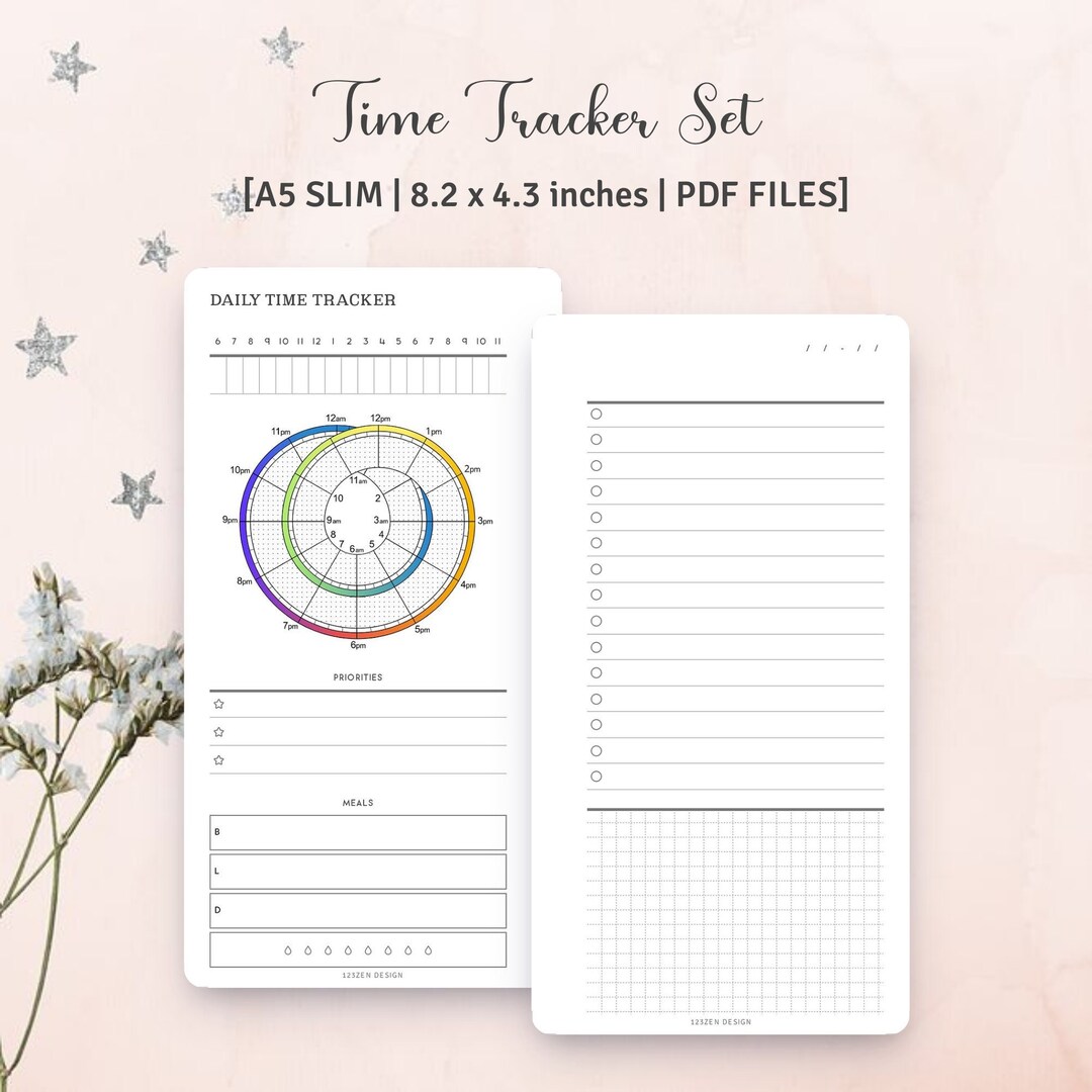 A5 SLIM SIZE - Minimalist Daily Time Tracker Set of 4 - Etsy