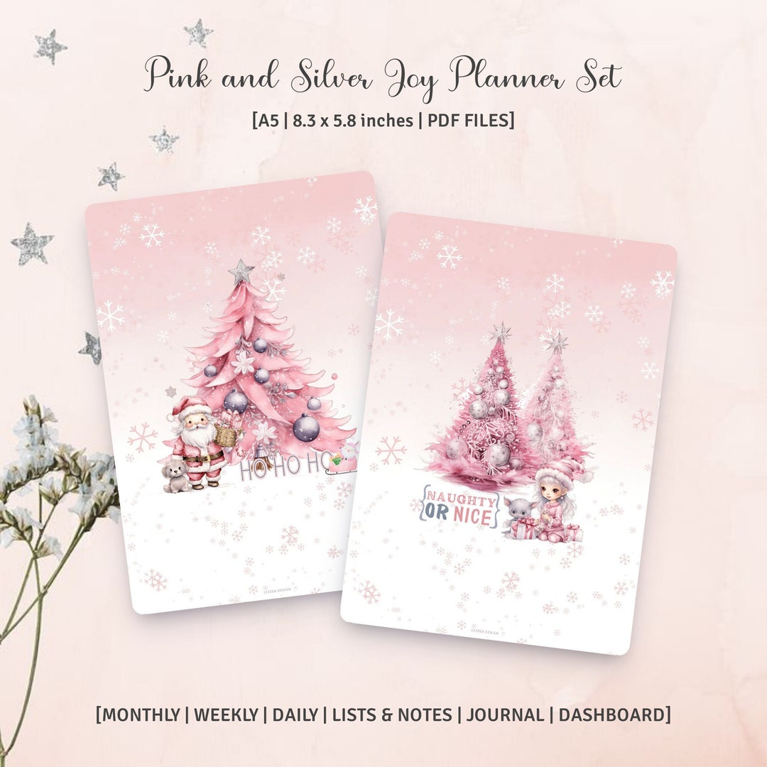 A5 SIZE - Pink and Silver Joy Planner Set of 6 - Etsy UK