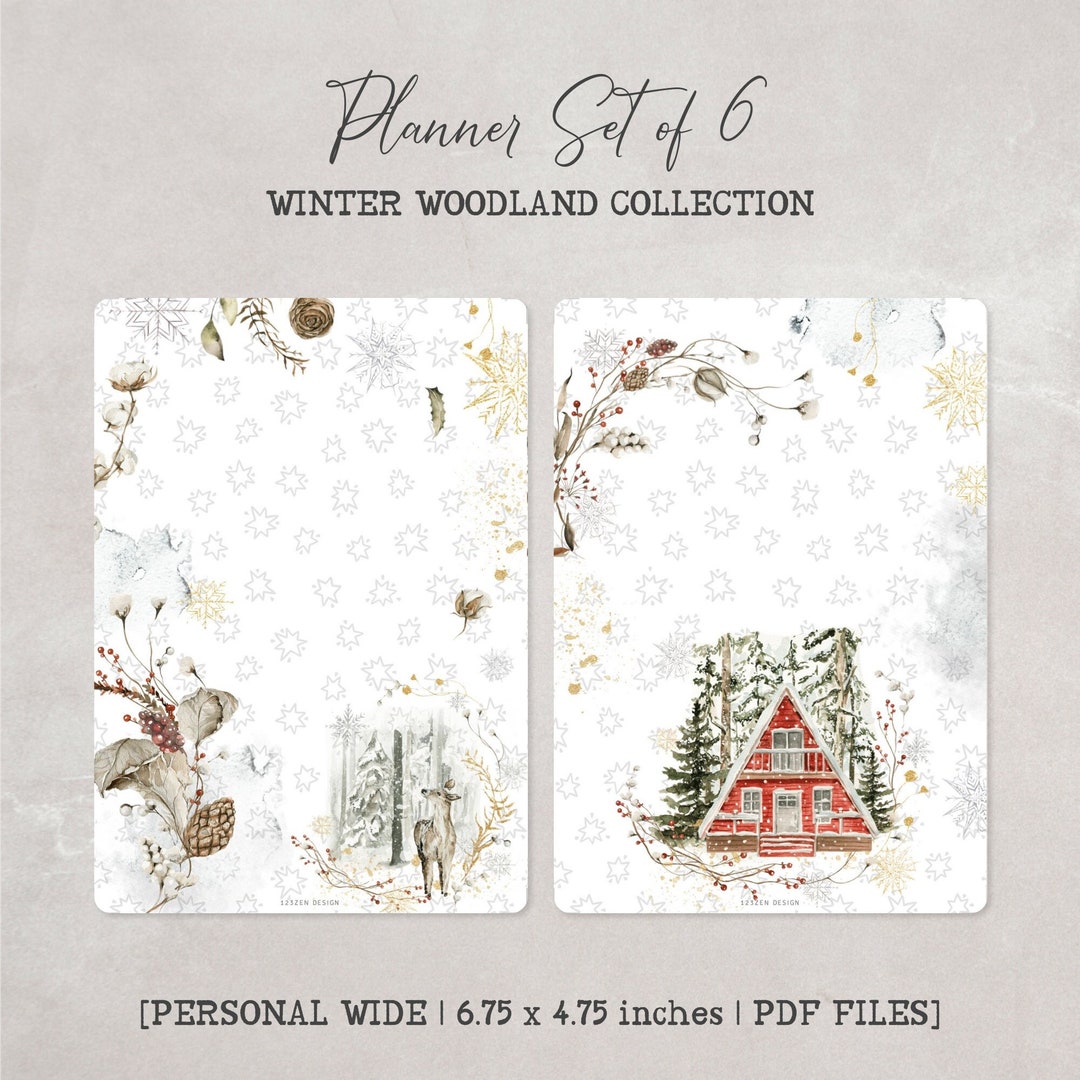 PERSONAL WIDE SIZE - Winter Woodland Planner Set of 6 - Etsy