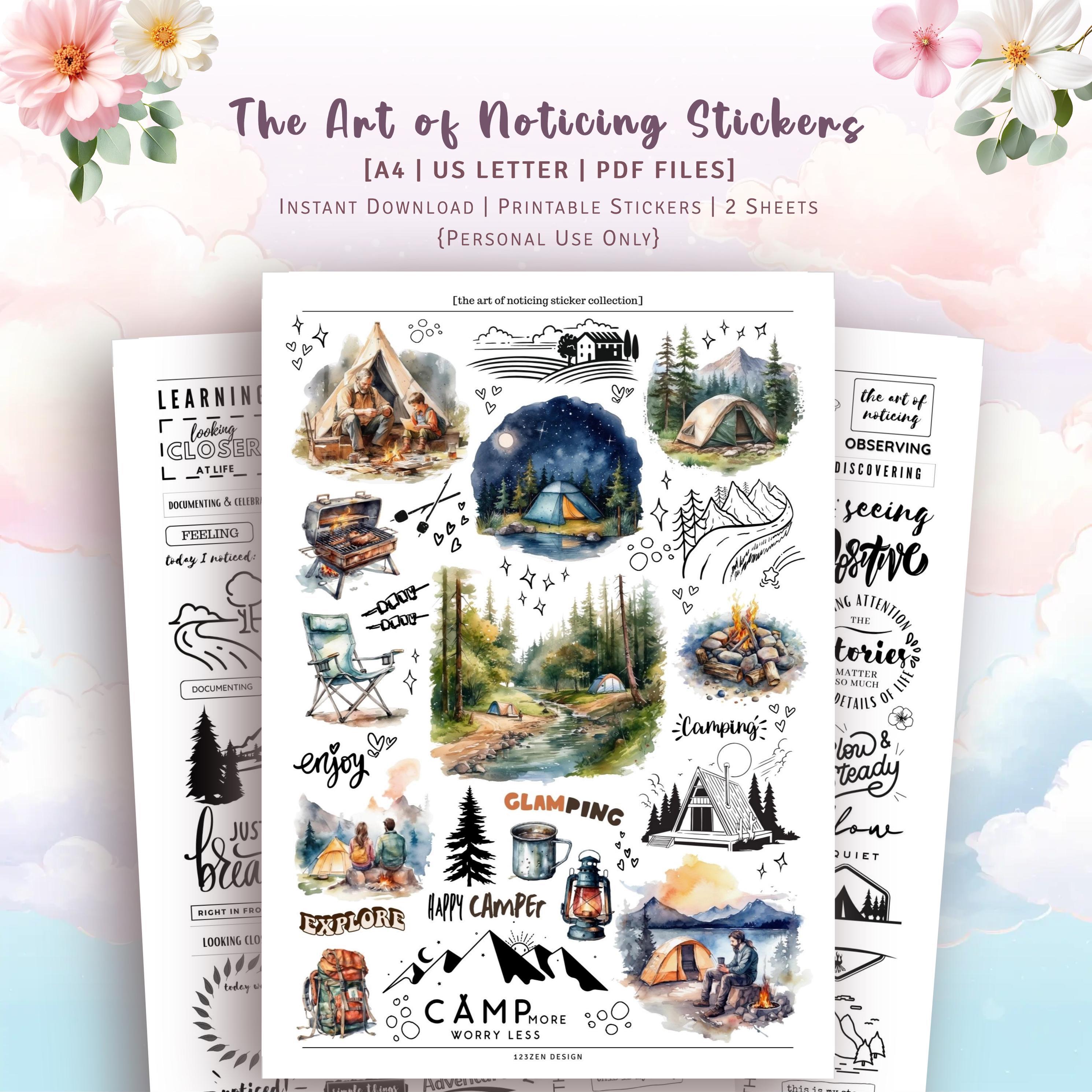 A4 and US Letter - the Art of Noticing Printable Sticker Sheets - Etsy