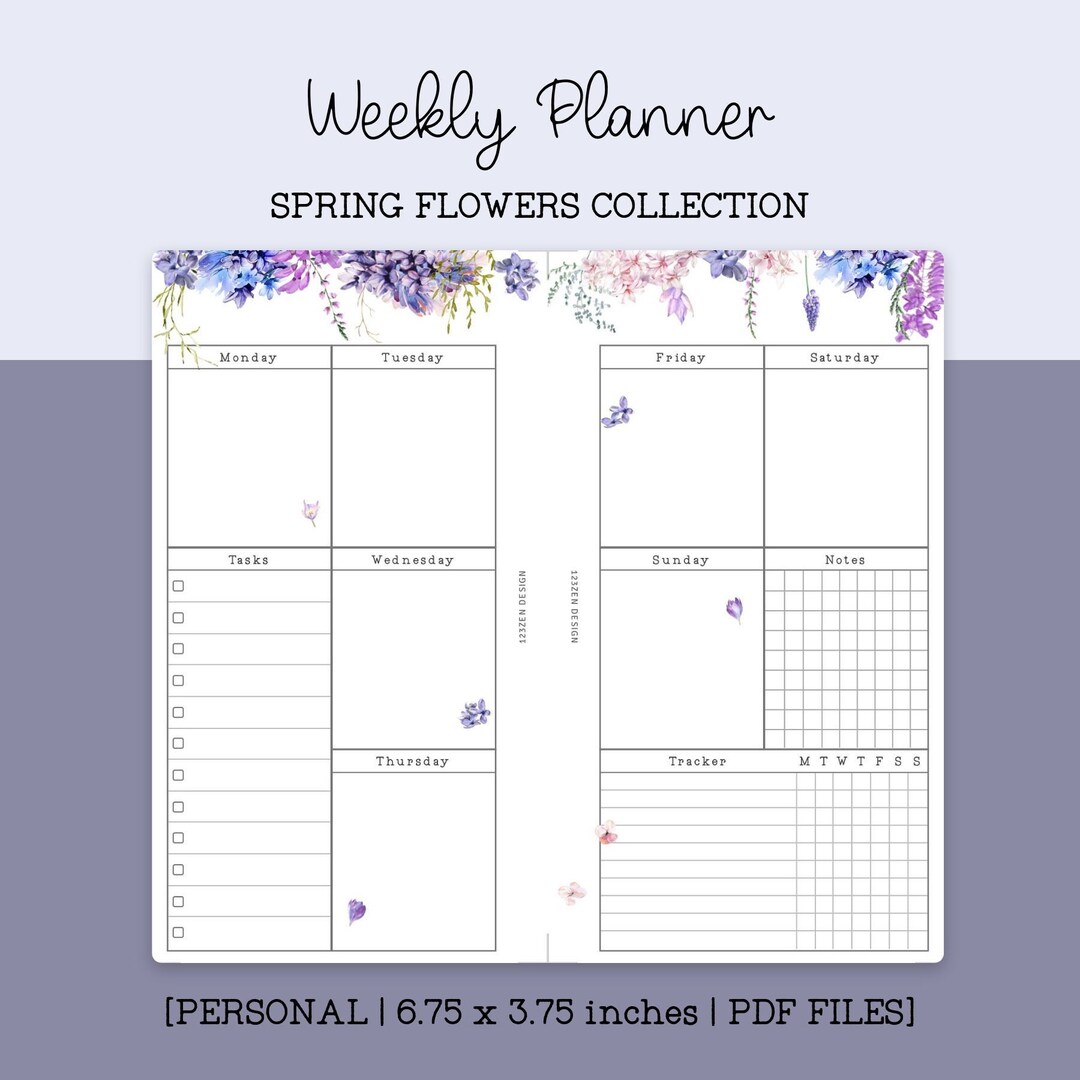PERSONAL SIZE - Spring Flowers Collection | Month, Week, Daily Planners ...