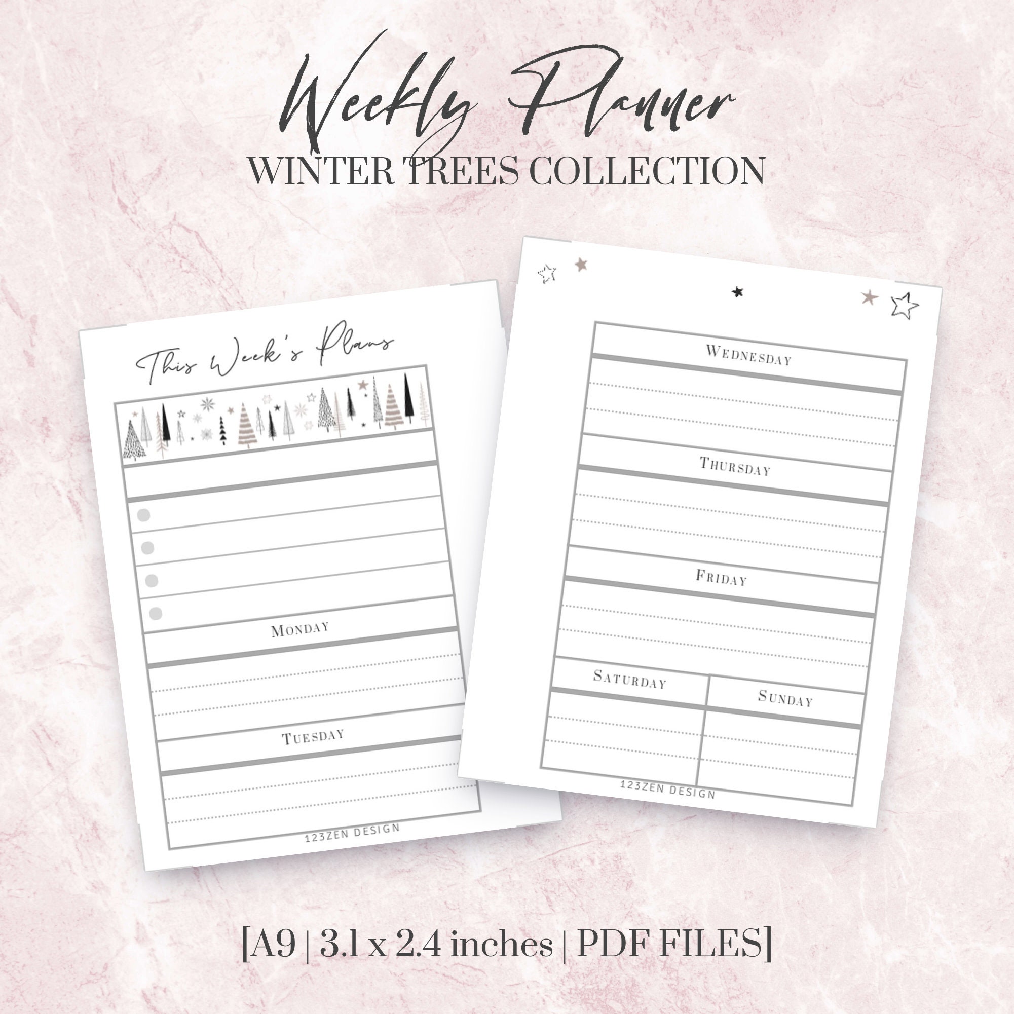A9 SIZE Winter Trees Collection Planner Notes Set of 6 - Etsy