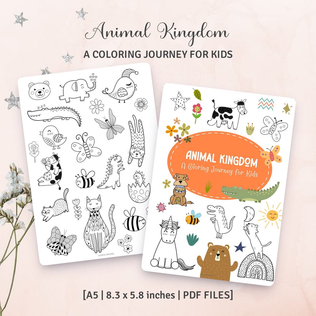 A5 SIZE - Animal Kingdom: A Coloring Journey for Kids - Etsy