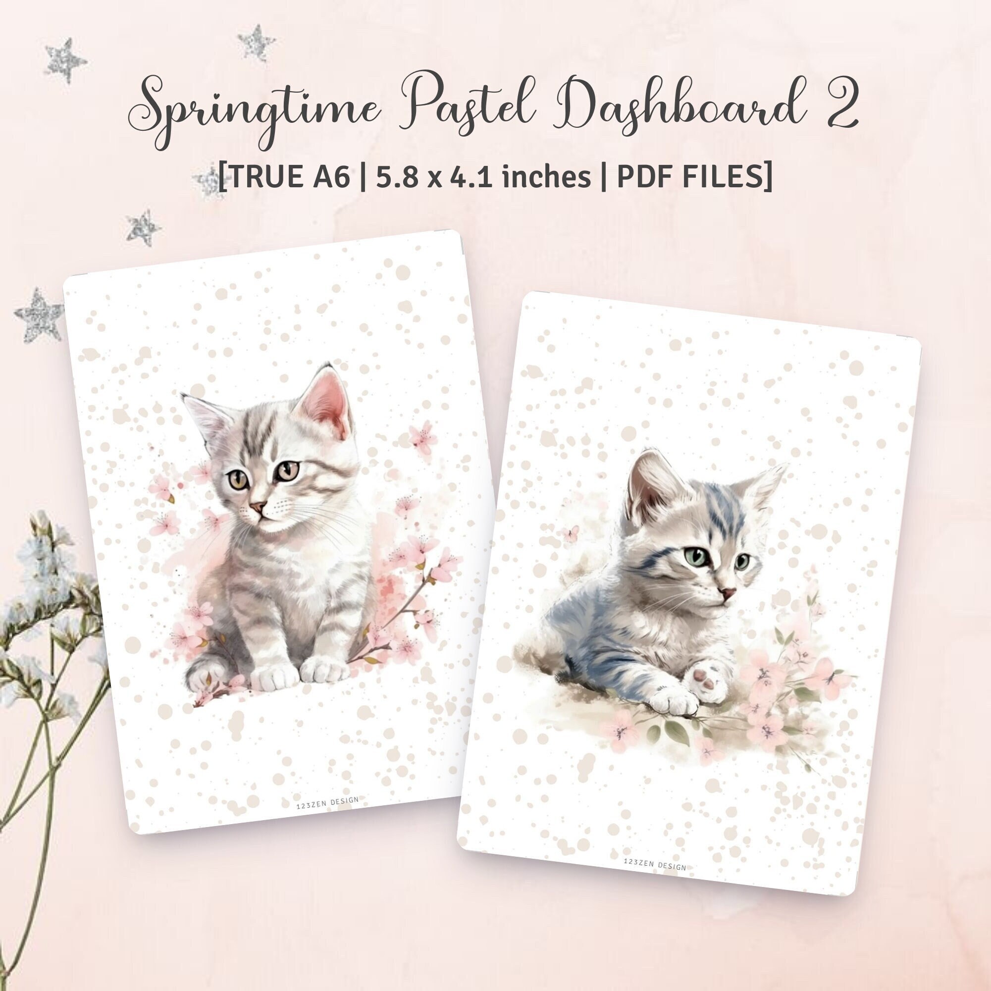 TRUE A6 SIZE Springtime Pastel Dashboard Set Pet Themed - Etsy
