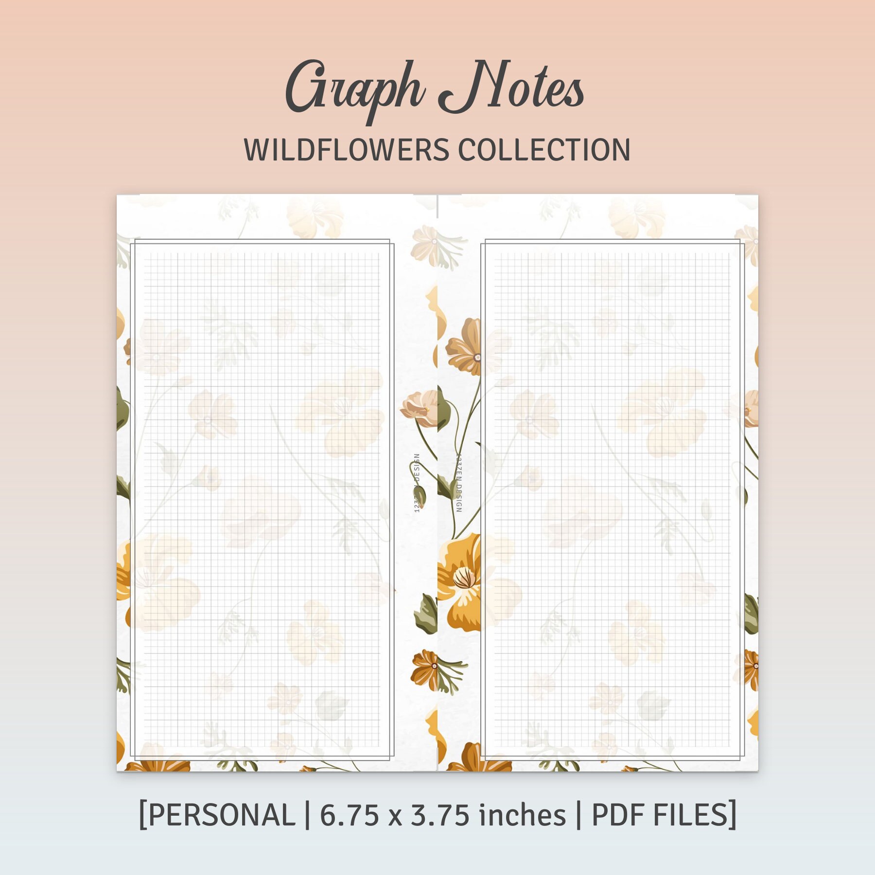 PERSONAL SIZE Wildflowers Collection Planner/journal Notes Set of 6 - Etsy