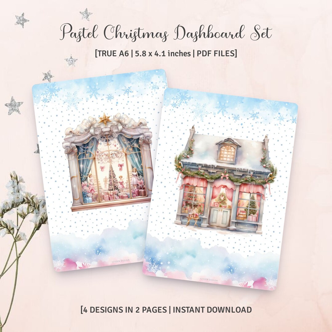 TRUE A6 SIZE - Pastel Christmas Dashboard Set - Etsy