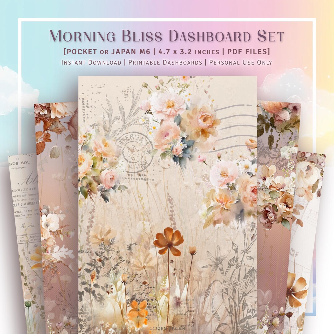 POCKET SIZE - Morning Bliss Planner Dashboard Cover Set - Etsy