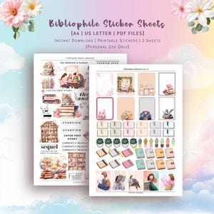 A4 and US Letter Bibliophile Sticker Set - Etsy