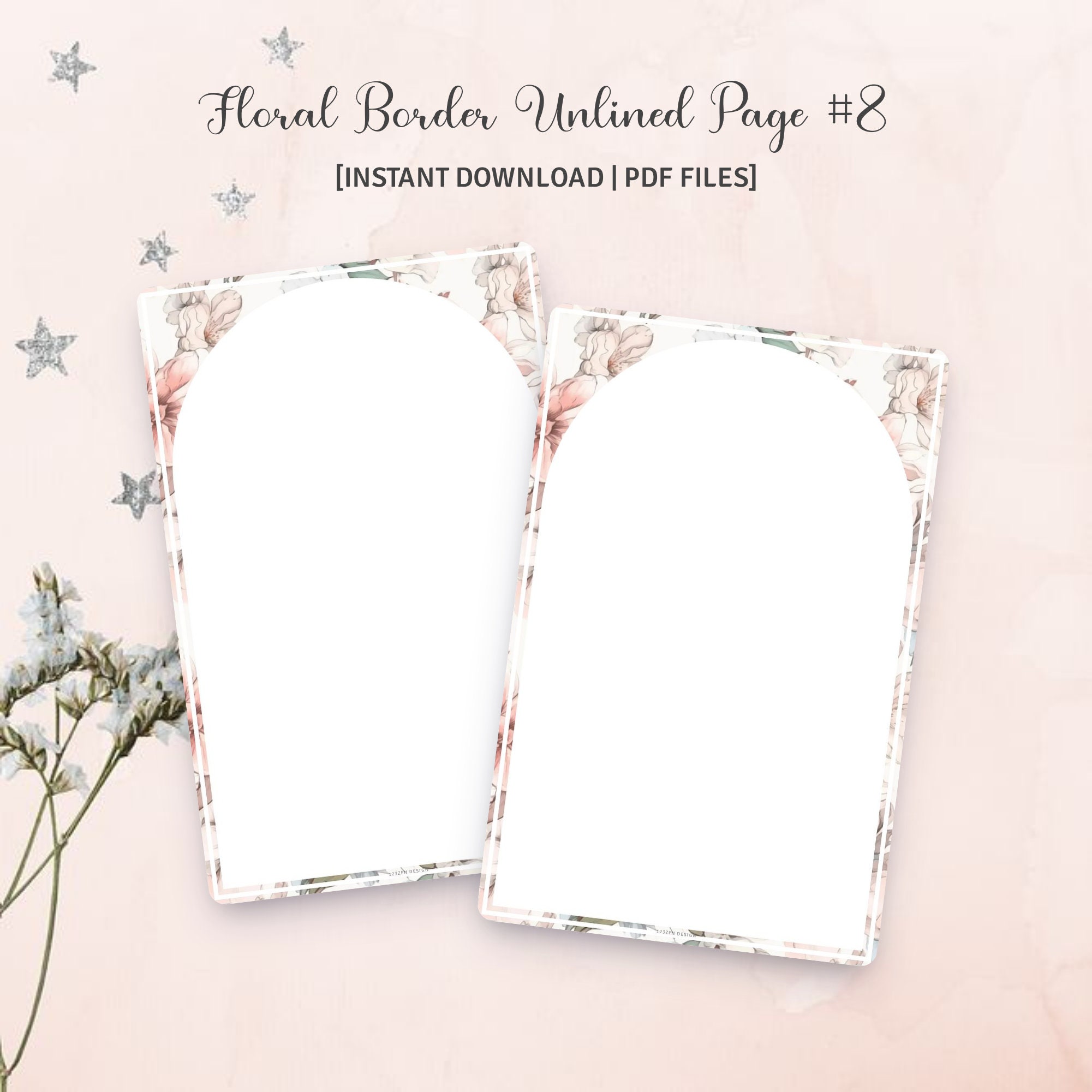 FC COMPACT Floral Border Unlined Pages Set of 8 - Etsy