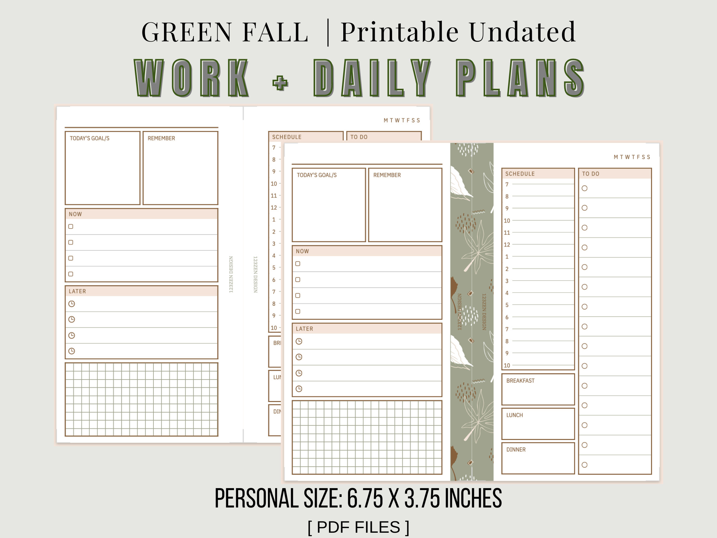 PERSONAL SIZE Work Daily Plans Printable Planner Refill - Etsy
