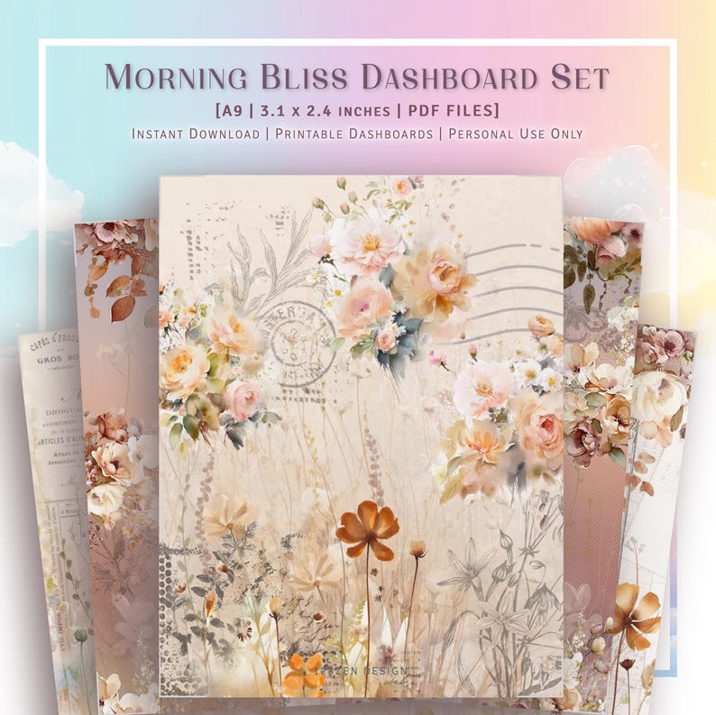 A9 SIZE - Morning Bliss Planner Dashboard Cover Set - Etsy